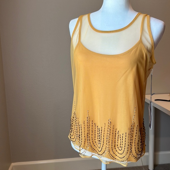 Jennifer Lopez | Tops | Nwt Jennifer Lopez Mustard Gold Tank Top With ...